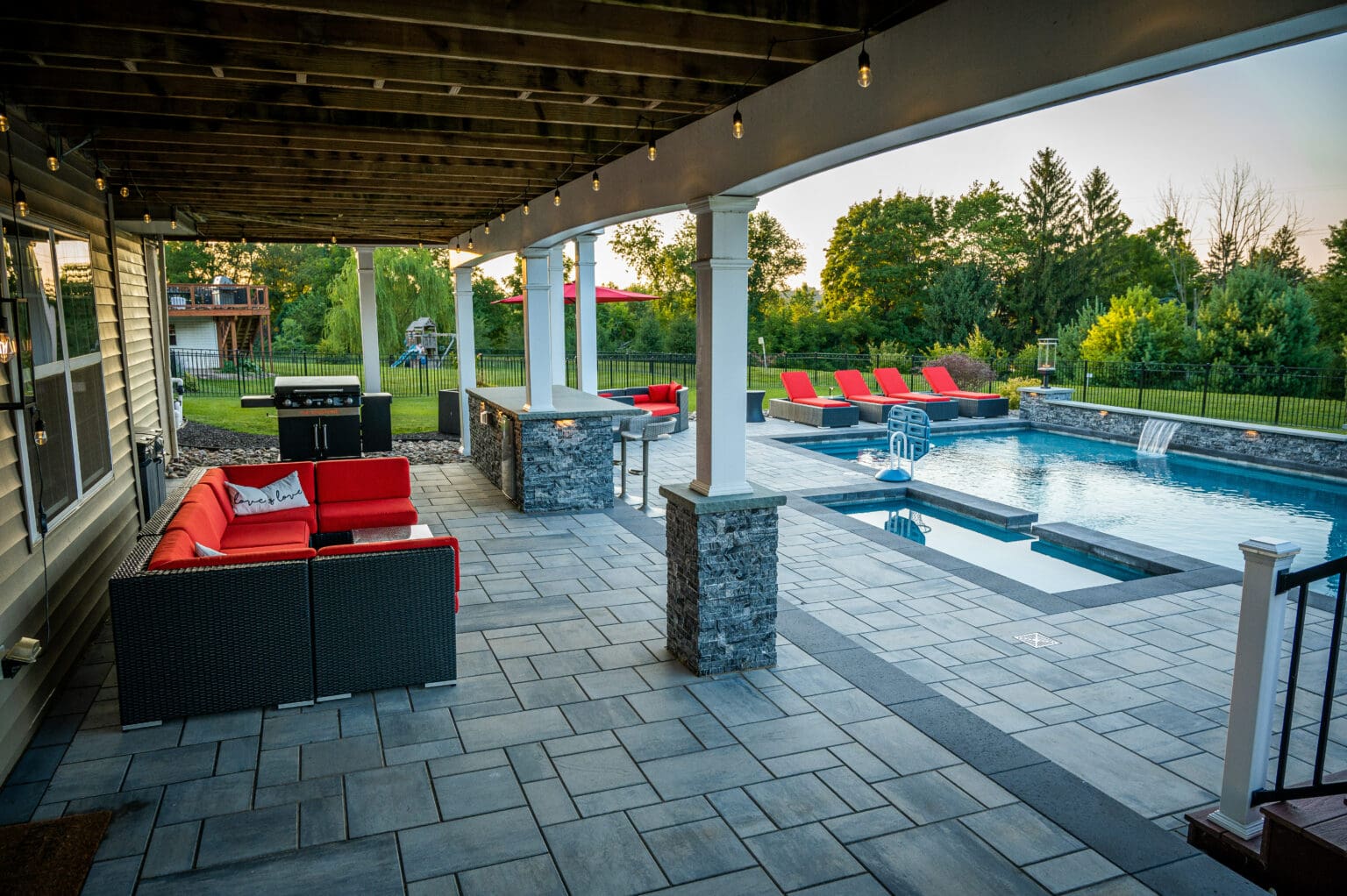 Paver Patio, Bar Island, LED Lighting, Landscaping, Decorative Stone ...